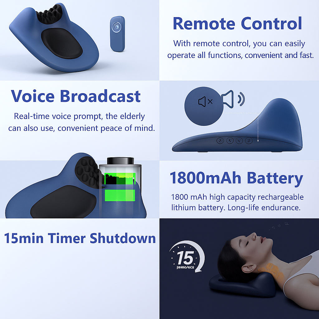 EMS Pulse Neck Pillow Massager – Electric Neck Support with Gentle Hea ...